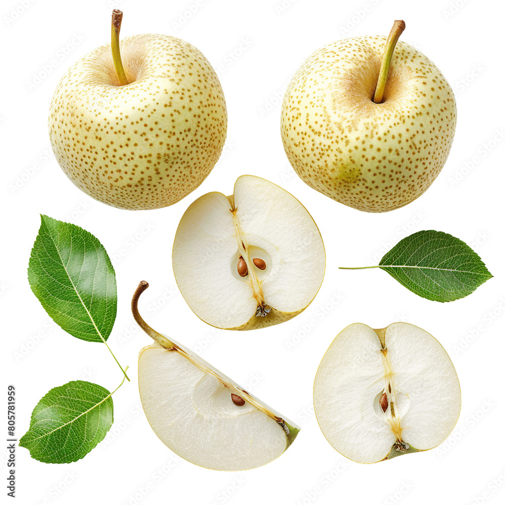 Ripe Nashi Japanese Pear Studio Photography on Transparent Background ...