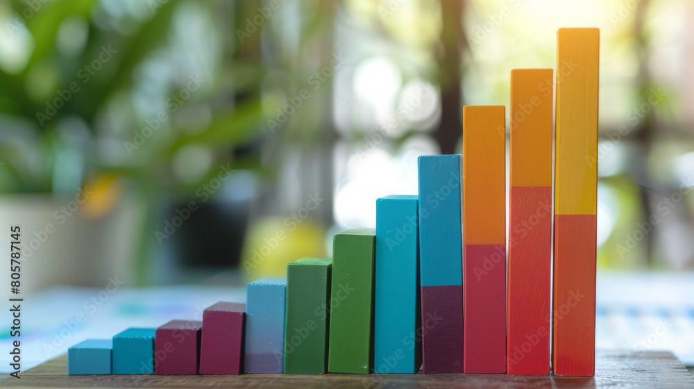 Bar charts with many colors going up and down for stock market ...