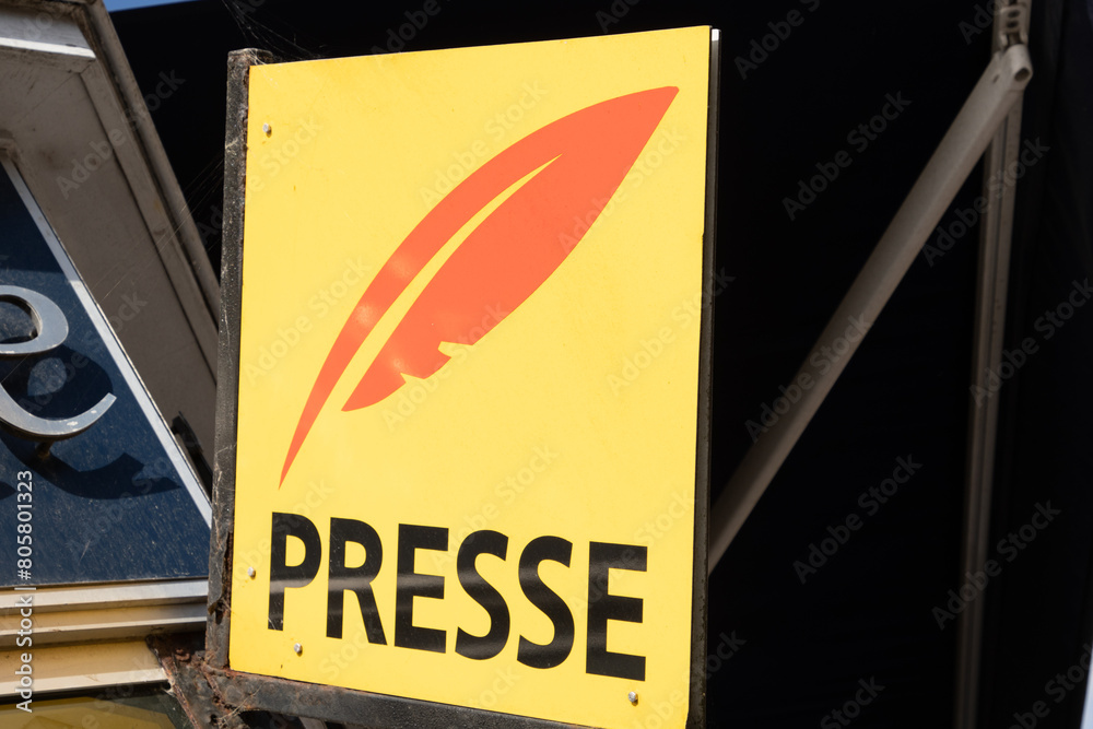 presse french shop sign brand and logo text on wall facade press ...