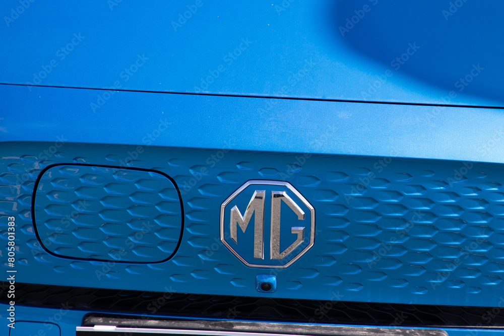 mg car electric crossover suv front logo text and brand sign on chinese ...