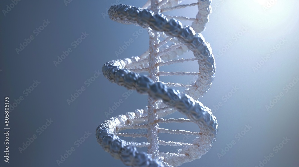 imagine a 3D render of a DNA strand and spiral isolated on a white ...