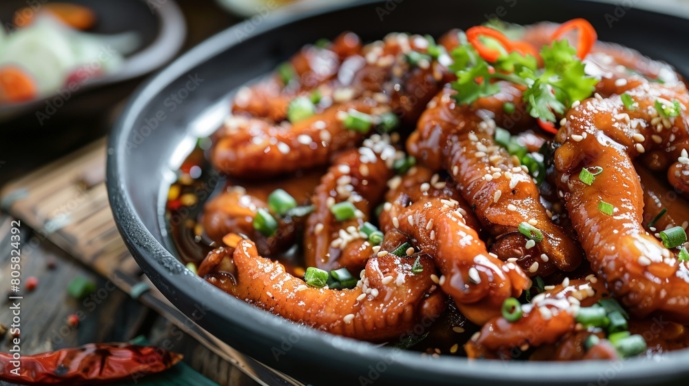 Braised Chicken Feet Use intricate detailing and textures to illustrate ...