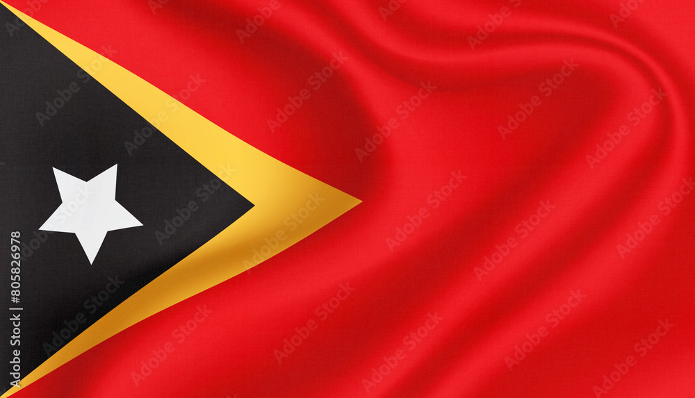 Timor Leste national flag in the wind illustration image Stock Photo ...