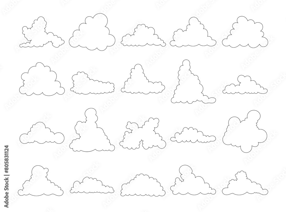 Cumulus cloud. Coloring Page. Sky air symbol. Vector drawing ...