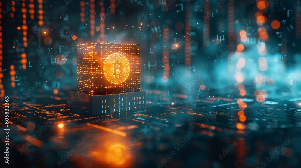 An impactful photo capturing a Bitcoin descending rapidly with a blur ...