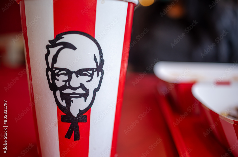 Cup of KFC's Pepsi, Cola, Soft drink with Chicken fried and Mashed ...