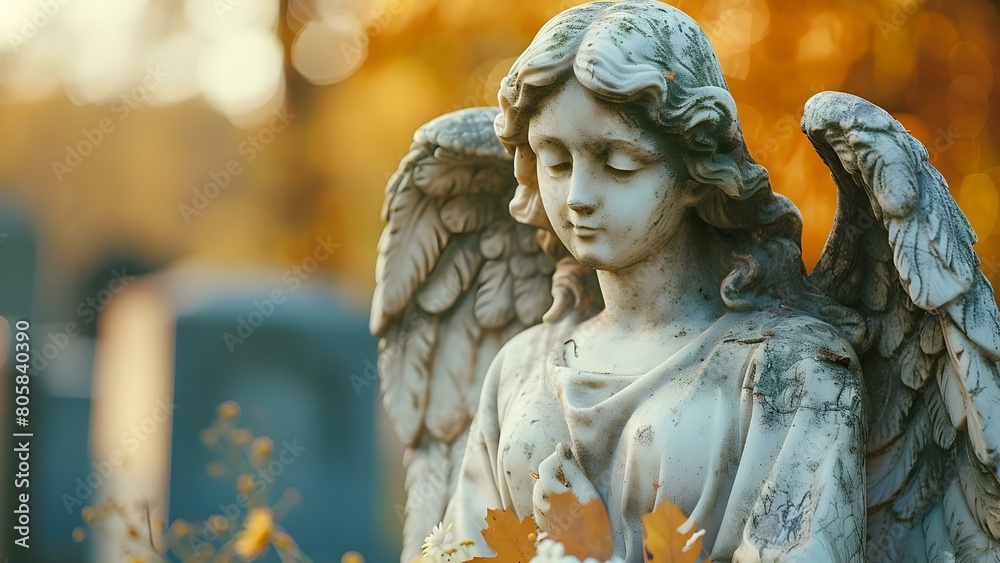 "Guardian of Grief: A somber angel watches over the sorrowful scene at ...