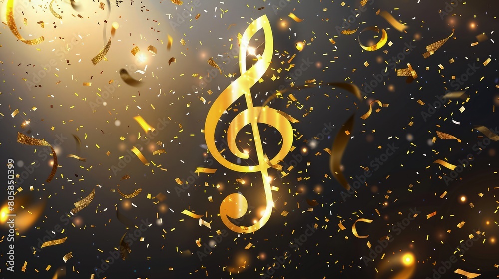 A shimmering gold background with shinny golden musical notes on shinny ...