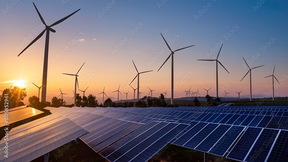 Renewable energy from wind turbines solar cells and water power sources ...