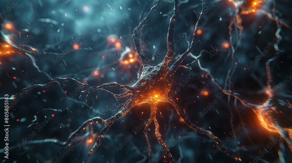 Highdefinition 3d animation of neuronal activity, showcasing synapses ...
