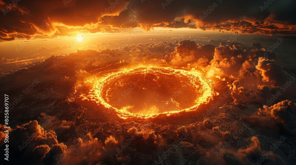 An intense 3D visualization of a colossal explosion on Earth's surface ...