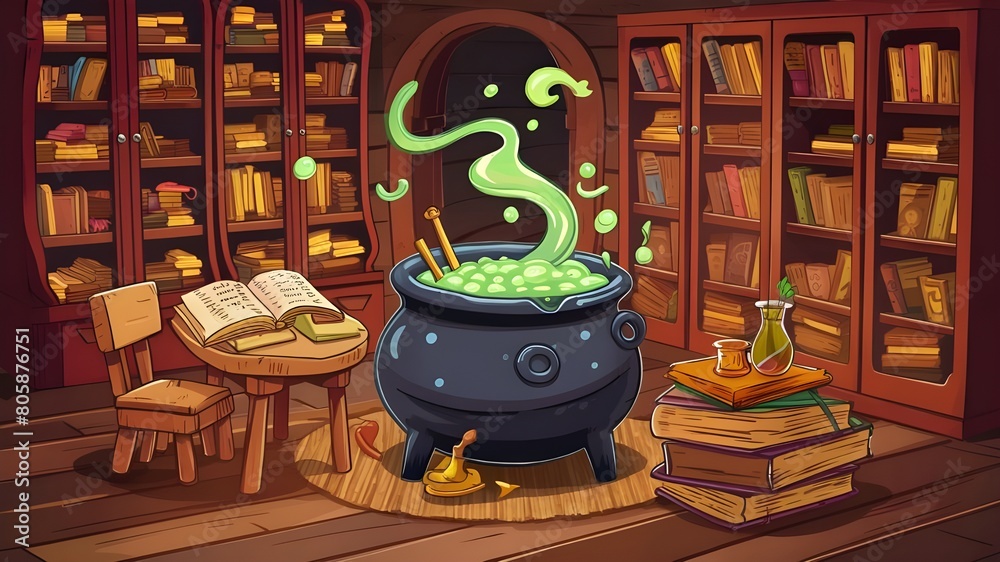 Magic wizard school classroom interior. Cartoon medieval schoolhouse ...