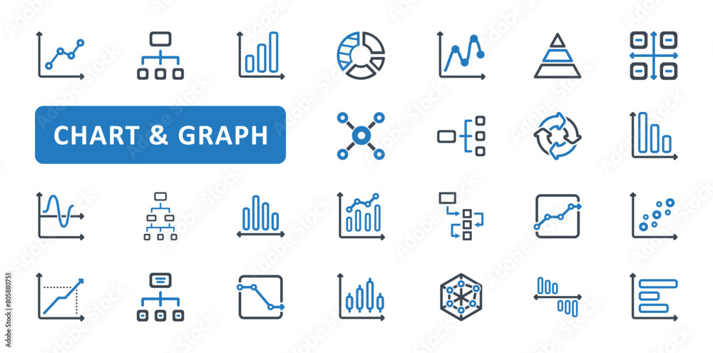 Chart icon set. graph, diagram, statistics, analysis, analytics ...