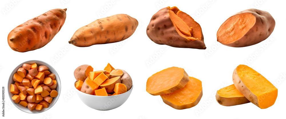 Sweet Potato potatoes vegetable, many angles and view side top front ...