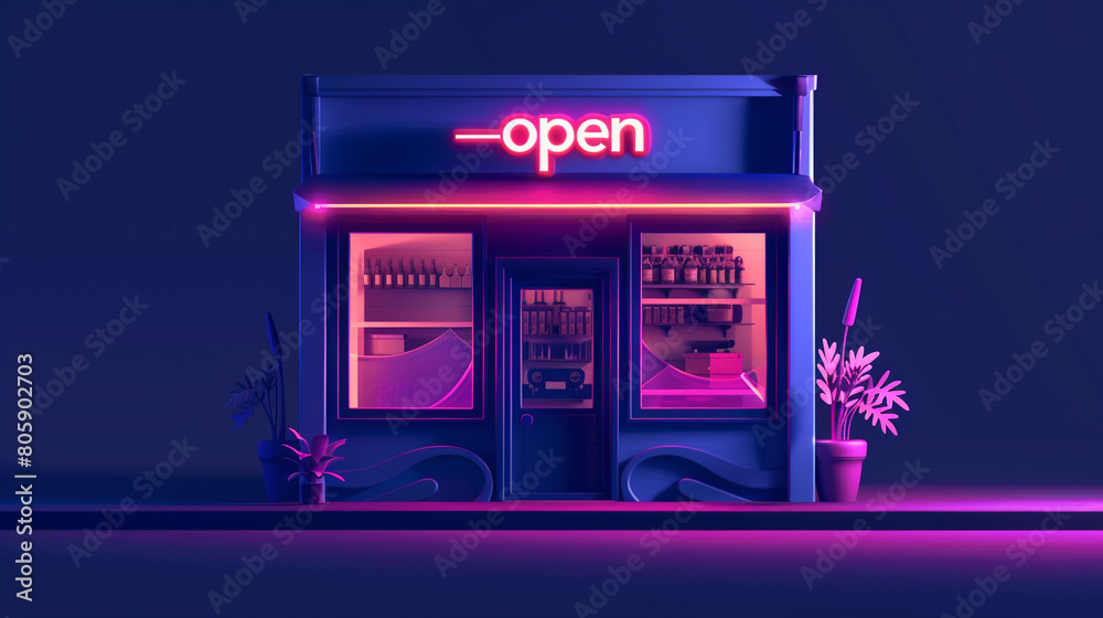 A storefront icon with an open sign representing online storefronts and ...