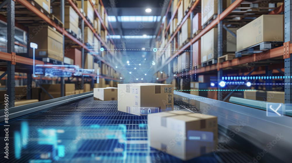 Amidst the technological advancements of a modern warehouse, storehouse ...