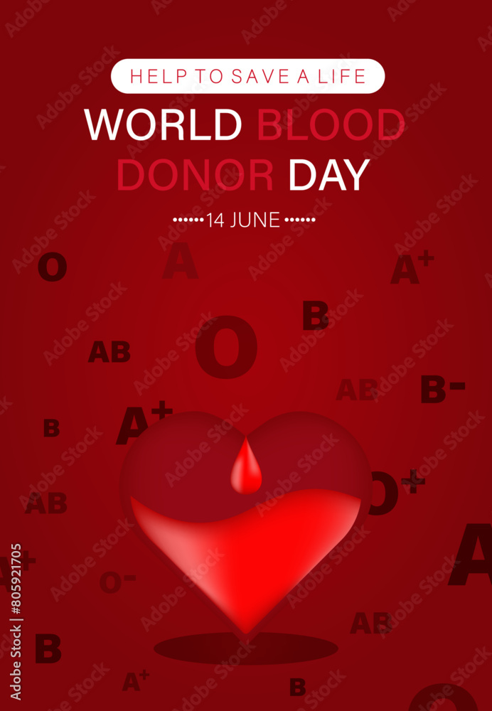 Vector illustration of donate blood vertical poster design. Blood donor ...