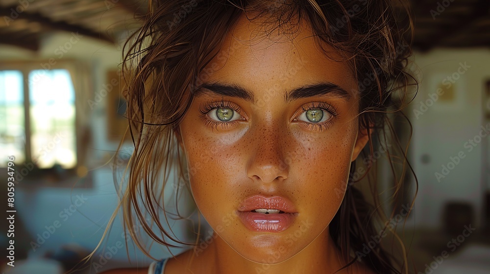 large angle, front view, full length, standing up, white background ...