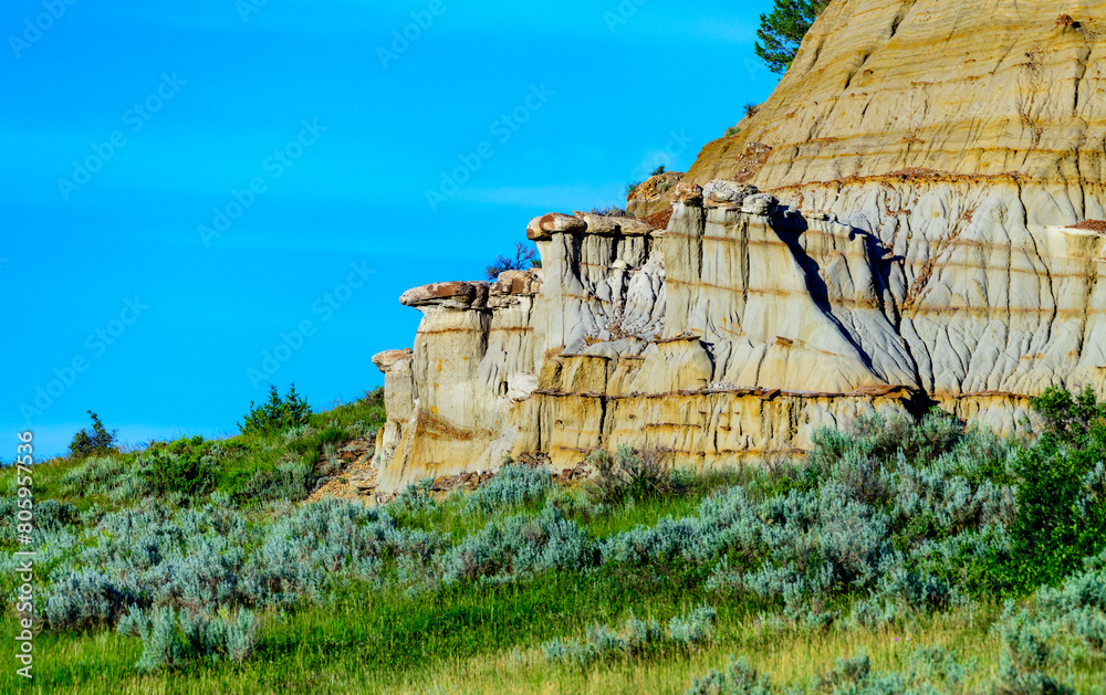 Colored layered erosion geological formations, sedimentary rock erosion ...