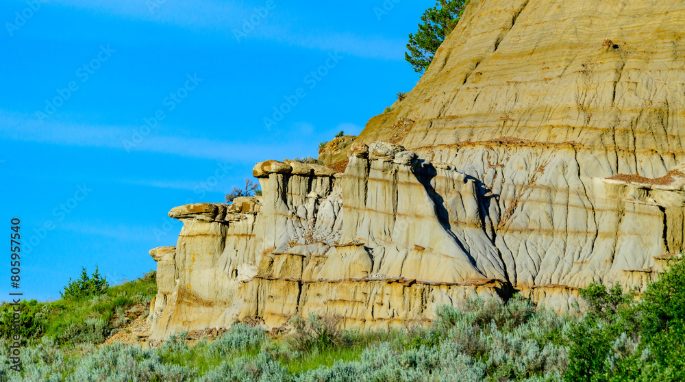 Colored layered erosion geological formations, sedimentary rock erosion ...