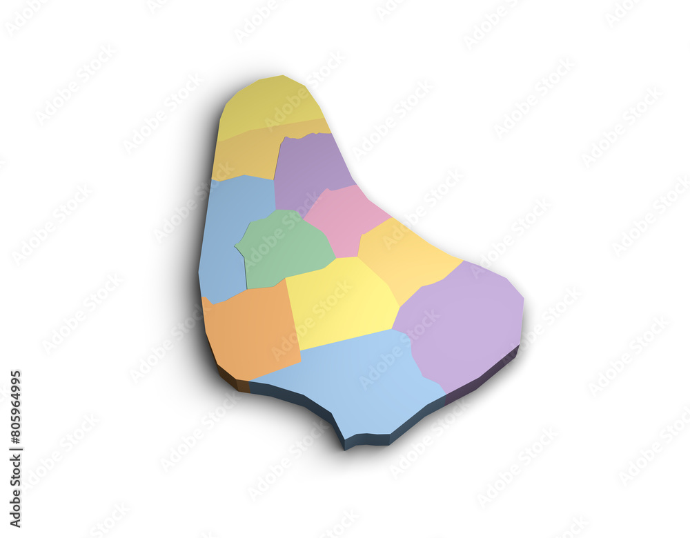 3d Barbados color map illustration white background isolate Stock ...