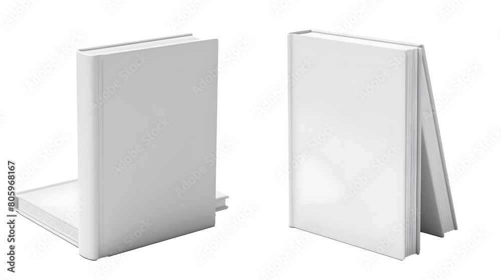 white book cover mockup, front and side view perspective, template ...