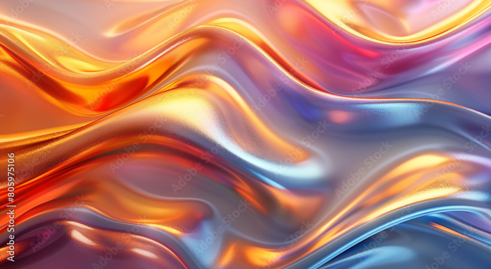 Maroon Background: 3D render of colorful fluid metallic liquid waves on ...
