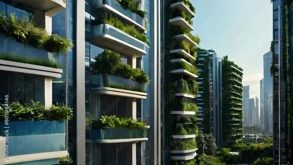 Environmentally friendly city of the future with vertical gardens and ...