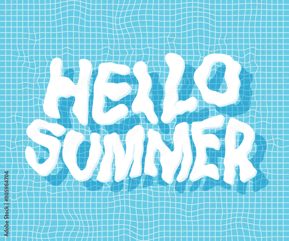 Hello summer distorted text on the water in swimming pool vector ...