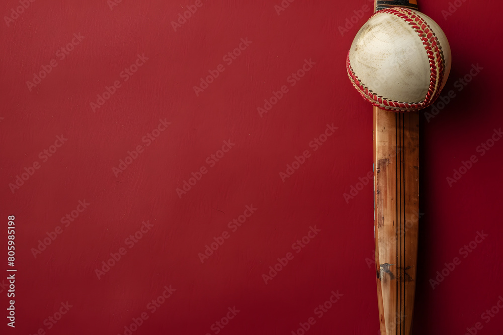 A cricket ball and bat, representing the sport's tradition, against a ...