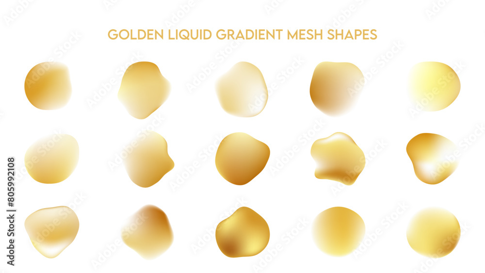 Abstract liquid gradient mesh shapes with three colors. 3d blob vector ...