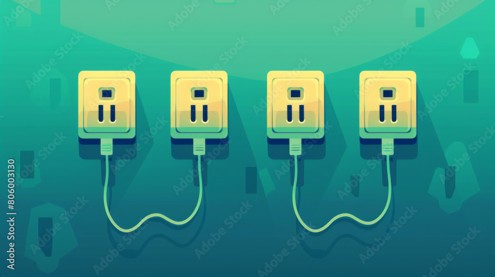 A series of stylized electric power outlets in a graphical ...