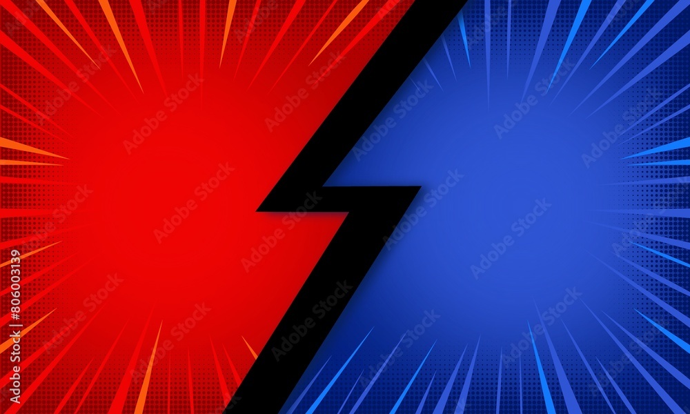 Battle versus, red and blue comic with thunder battle wallpaper, Vs ...