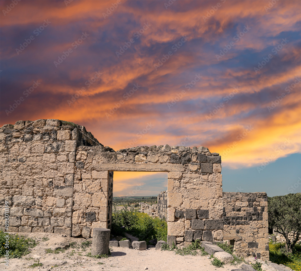 Roman ruins at Umm Qais (Umm Qays)--is a town in northern Jordan near ...