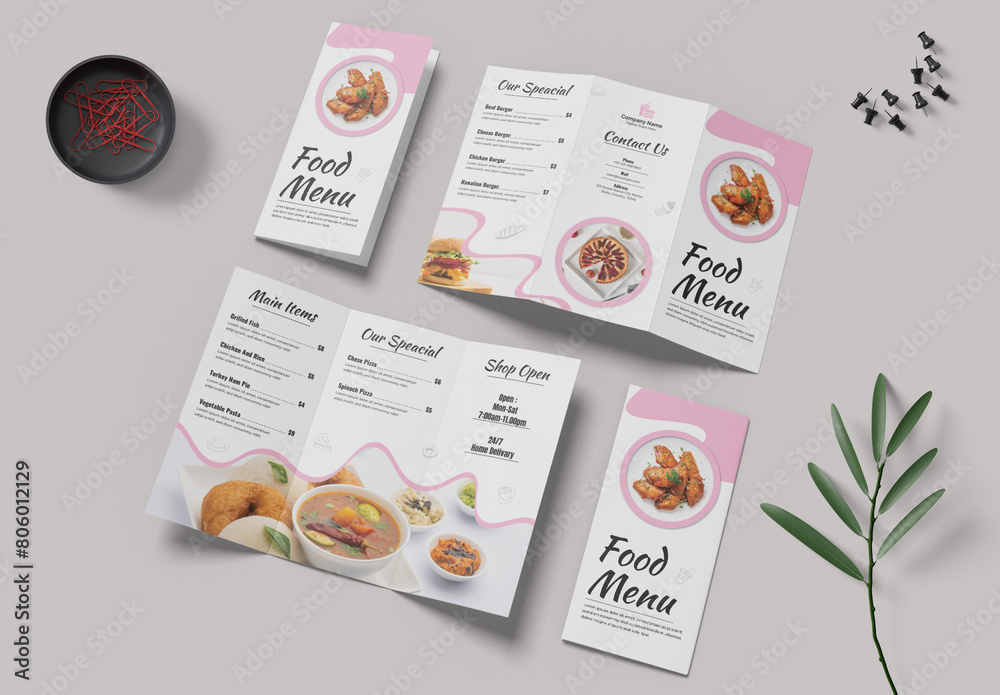 Food Menu Trifold Brochure Stock Template | Adobe Stock