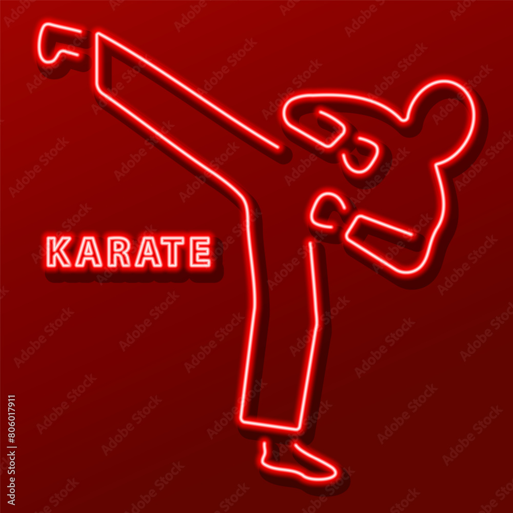 karate neon sign, modern glowing banner design, colorful modern design ...