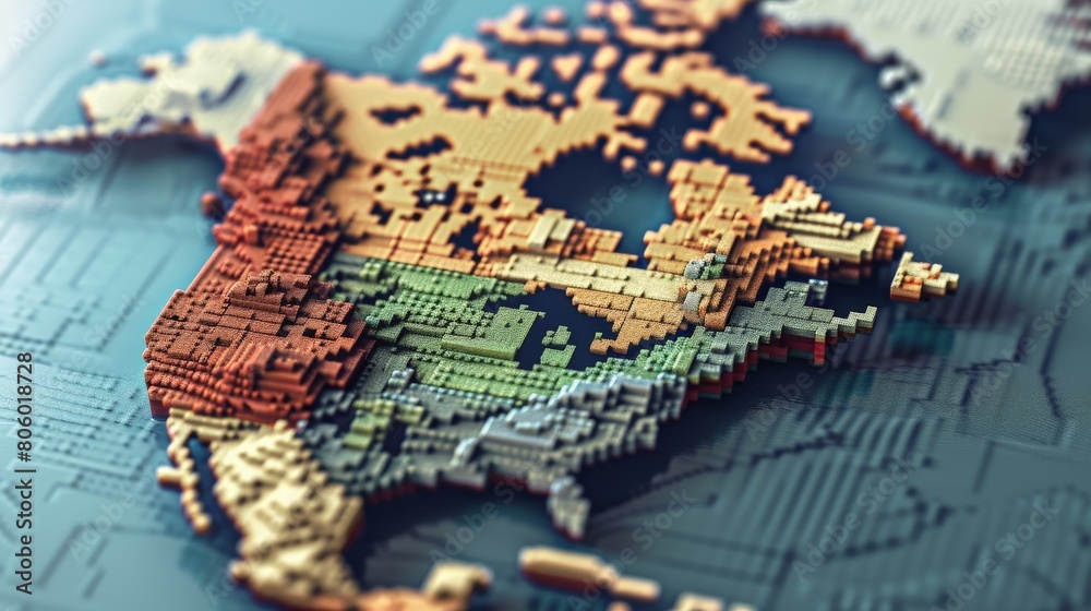 View Canada states Maps 3D into captivating voxel art, adding a ...
