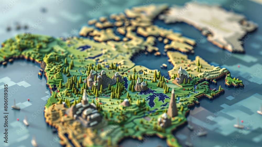 View Canada states Maps 3D into captivating voxel art, adding a ...