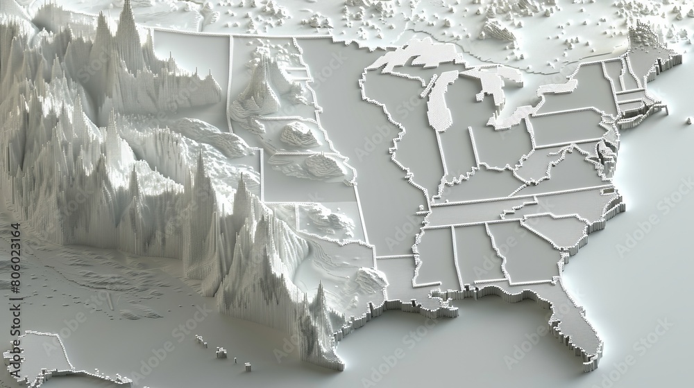 state map of America ,USA Showcase a larger-than-life, pixel art ...