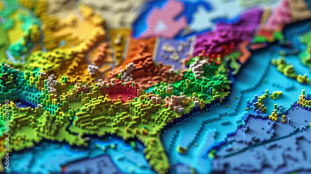 state map of America ,USA Showcase a larger-than-life, pixel art ...