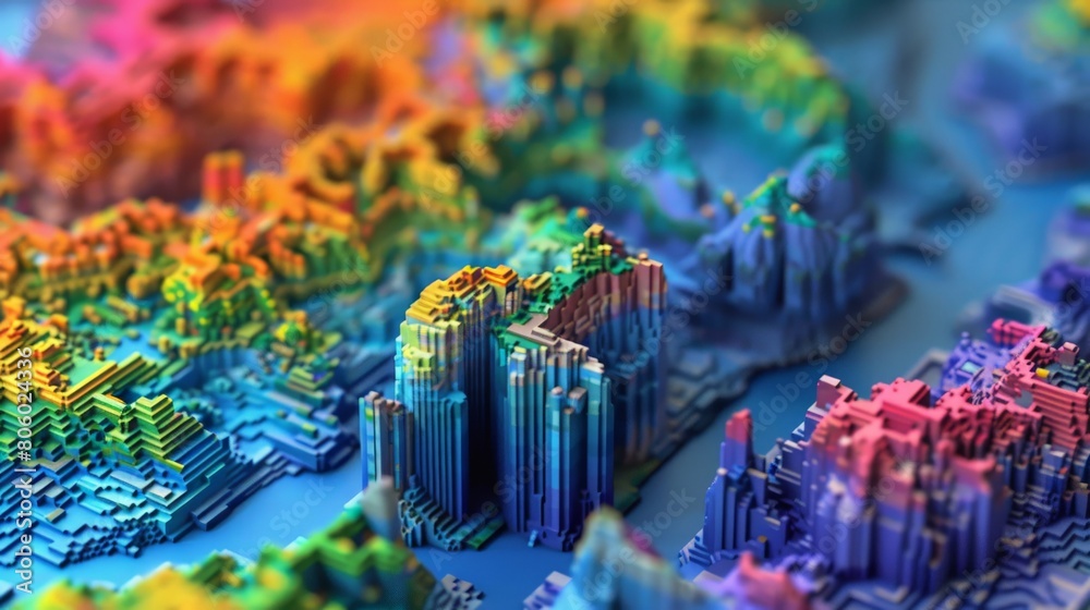 state map of America ,USA Showcase a larger-than-life, pixel art ...