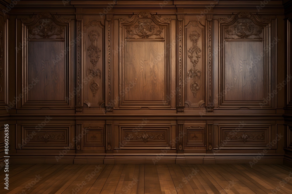Luxury wood paneling background or texture highly crafted classic ...