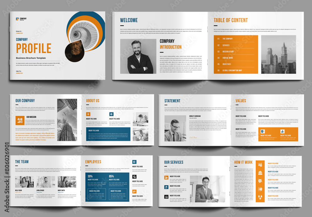 Company Profile Template Design Layout Landscape Stock Template | Adobe ...