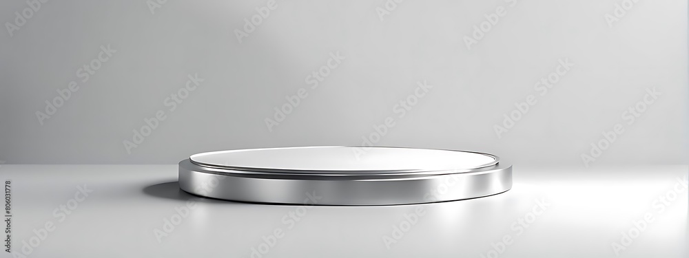 Podium silver metal platform 3D stage pedestal stand background product ...