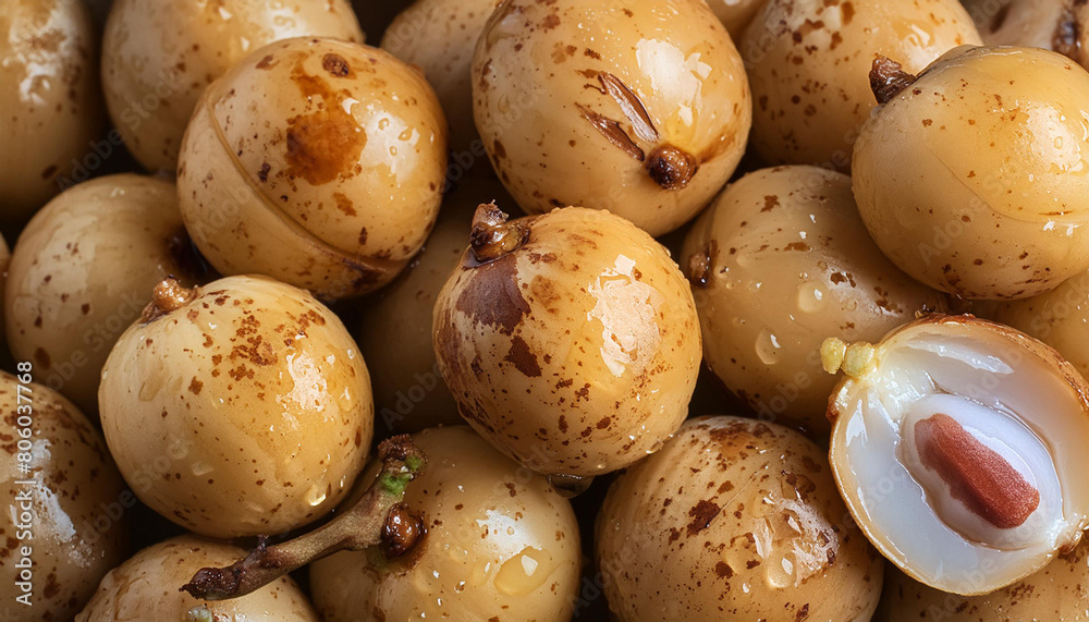 Flat lay of langsat fruit texture, Top view of fruits concept background Stock Photo | Adobe Stock