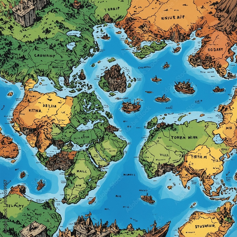 Seamless map of the world. Vector illustration for your design Stock ...