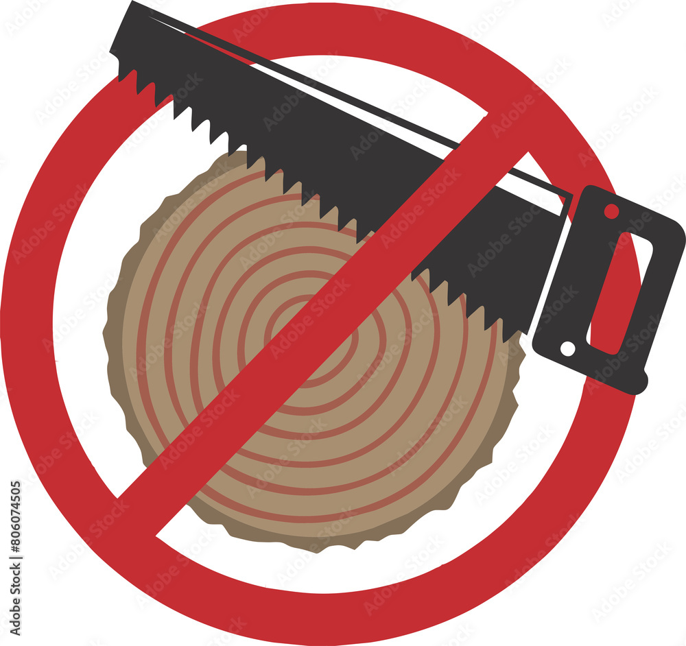 Stop Chainsaw, tree cutting saw blade not allowed. No Woodcutting Sign ...