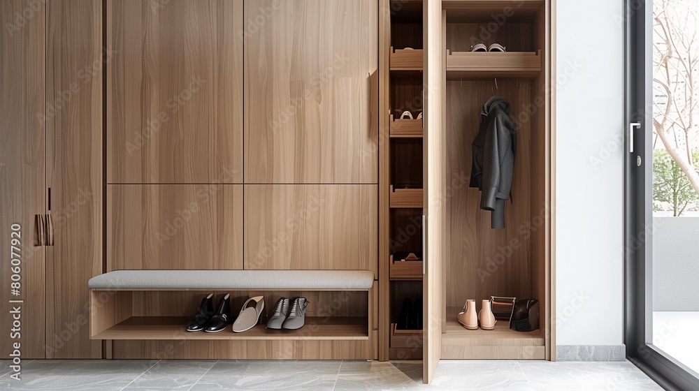 Customized door with a built-in shoe rack or storage cabinet for ...