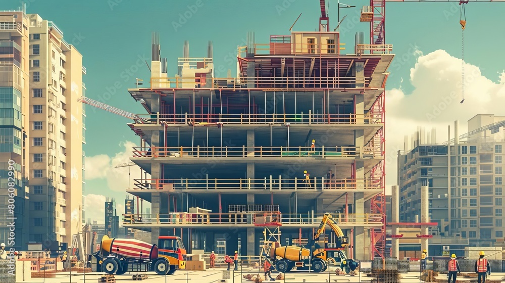 Professional image of a multistory building under construction ...