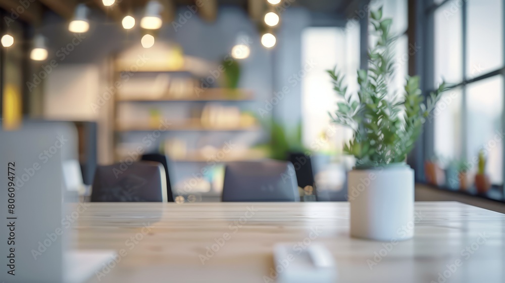 Abstract blurred office interior room. blurry working space with ...